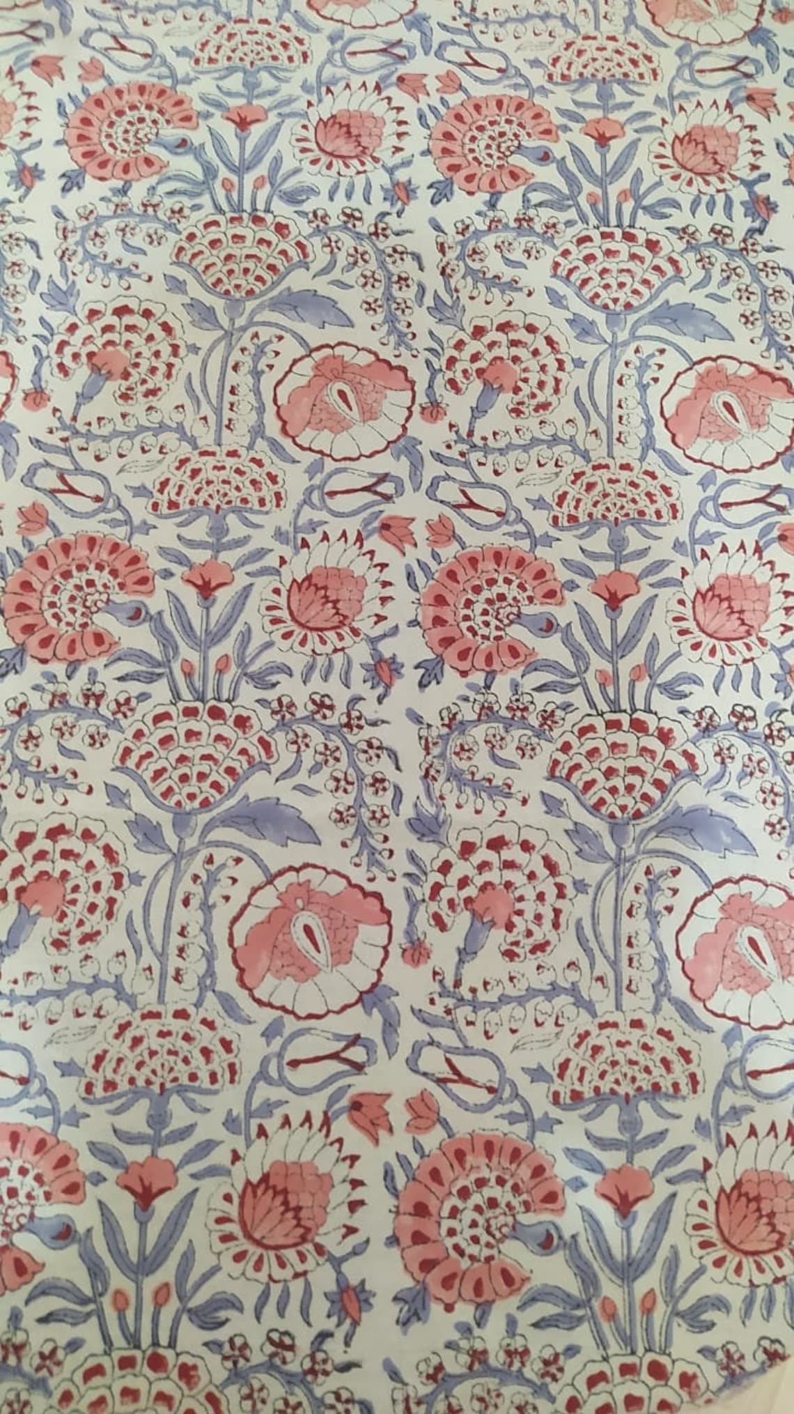 Pink and Blue Indian Hand Block Print Tablecloth,farmhouse Tablecloth ...