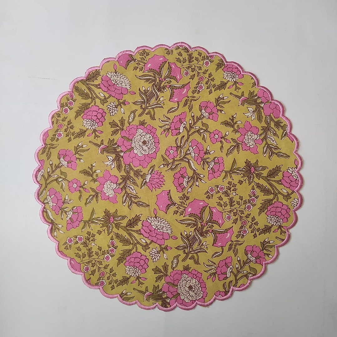 Mats, Bumblebee Yellow, Marigold Flower, Floral Print, Embroidered ...