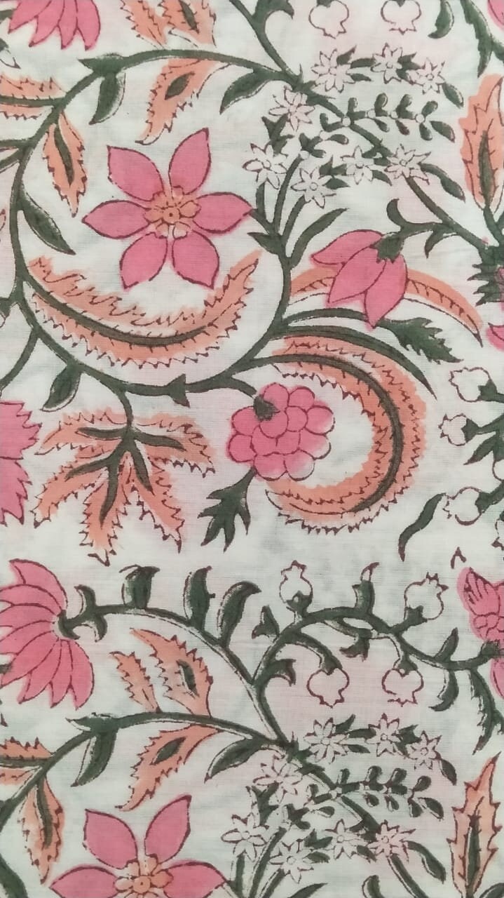 Fabric by the Yard Hand Block Printed Cotton Fabric, 100% Pure Indian ...