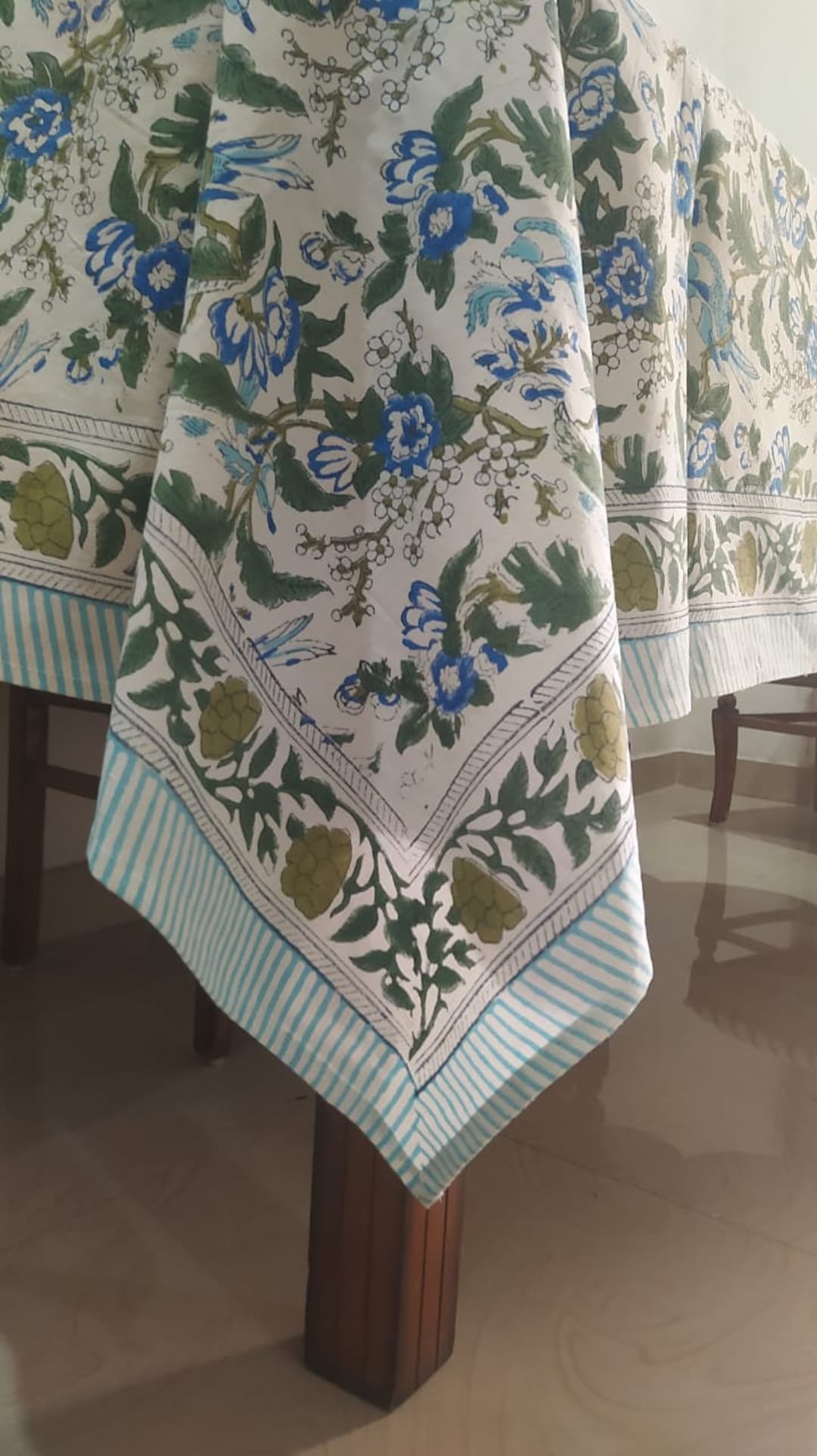 Multi Color off White Indian Hand Block Printed Tablecloth, Gift for ...