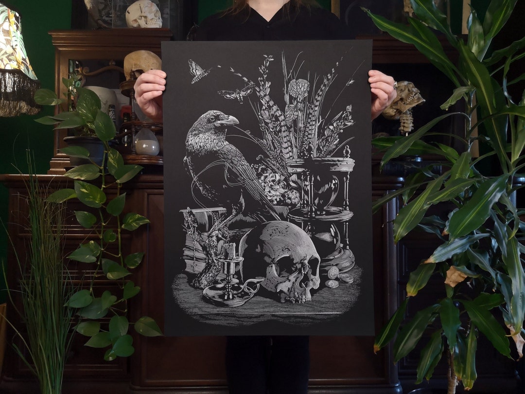 Screenprint Still Life - Memento Mori, Skull, Cabinet of Curiosities ...