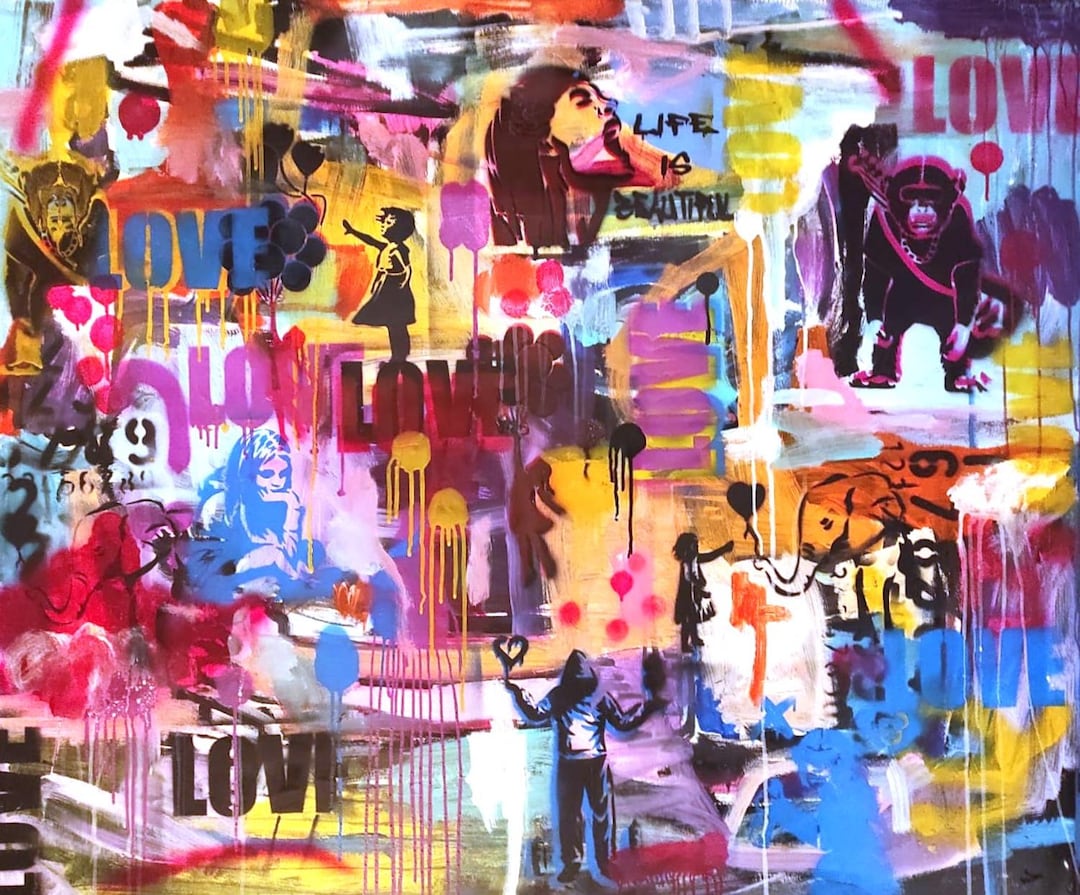 Love, Shapes Abstract Painting on Canvas, (48x40 In) - Etsy