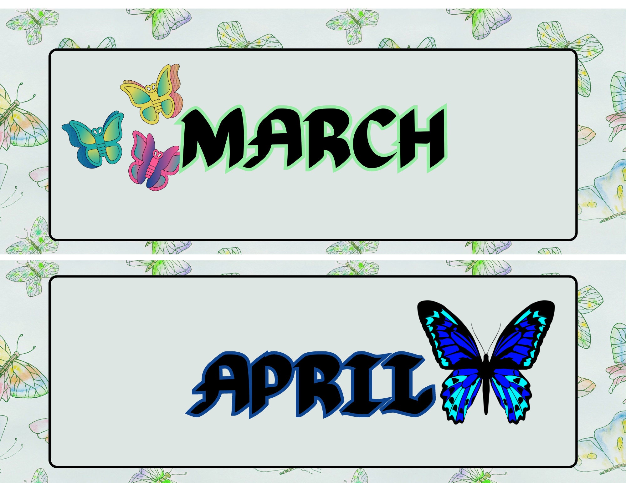 Butterfly Themed Classroom Printables Months - Etsy