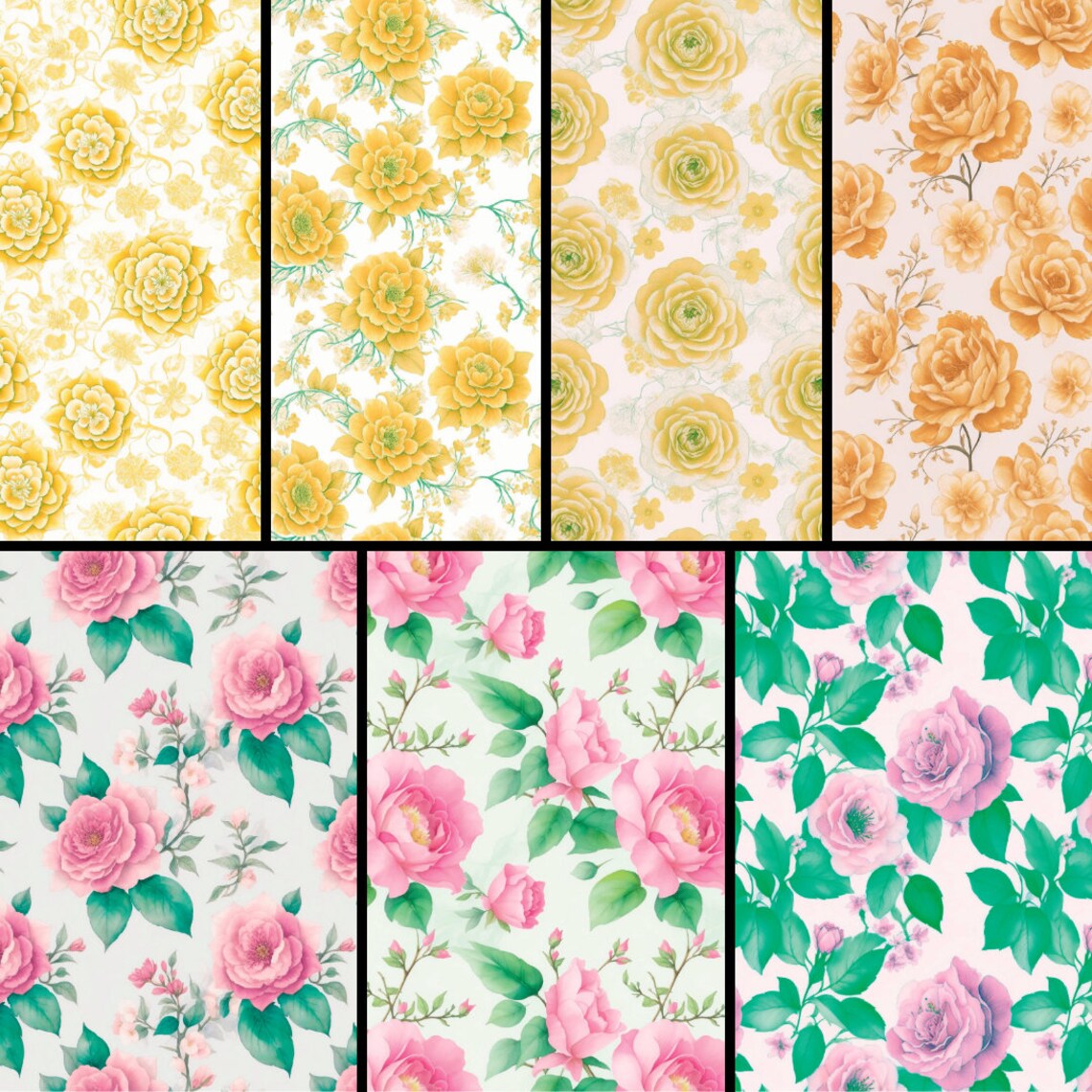 50 Sheets 3D Floral Seamless Pattern Sheets Beautiful Design - Etsy