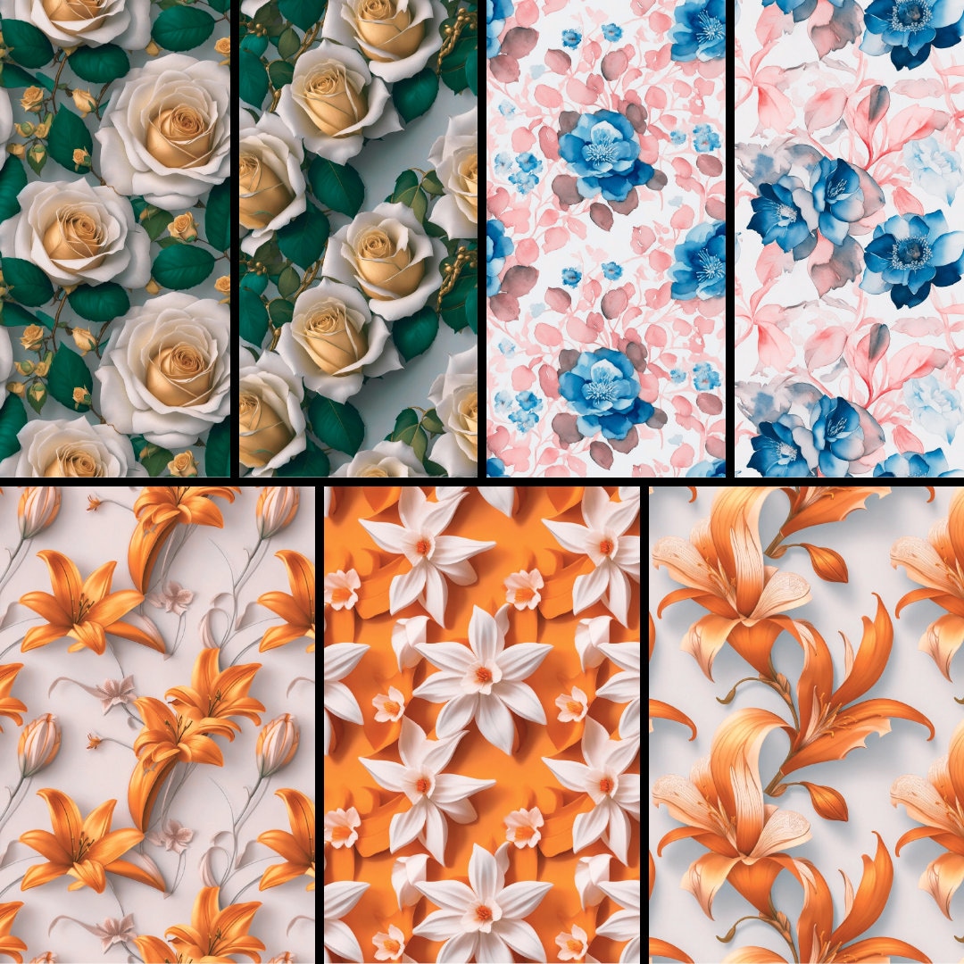 50 Sheets 3D Floral Seamless Pattern Sheets Beautiful Design - Etsy