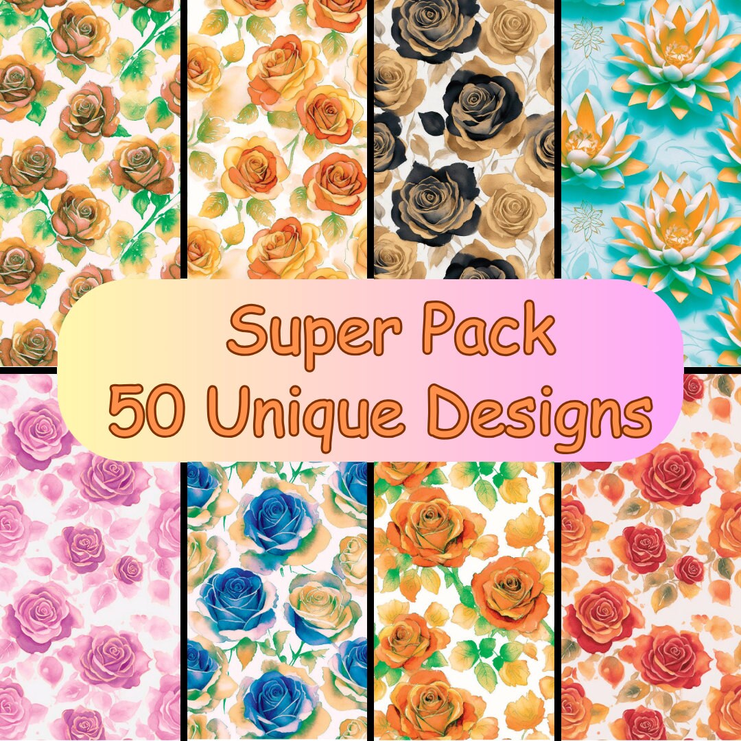 50 Sheets 3D Floral Seamless Pattern Sheets Beautiful Design - Etsy