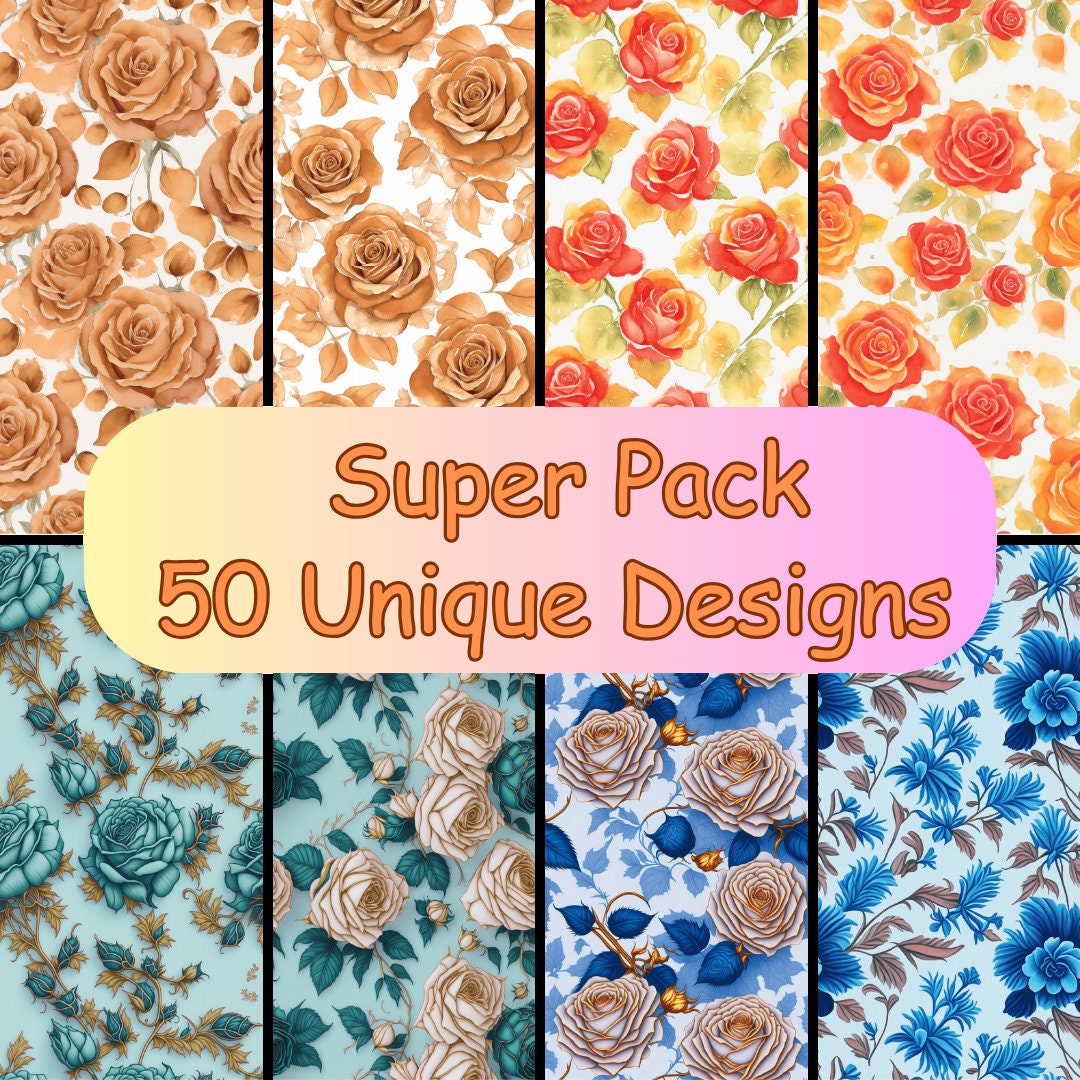 50 Sheets 3D Floral Seamless Pattern Sheets Beautiful Design - Etsy