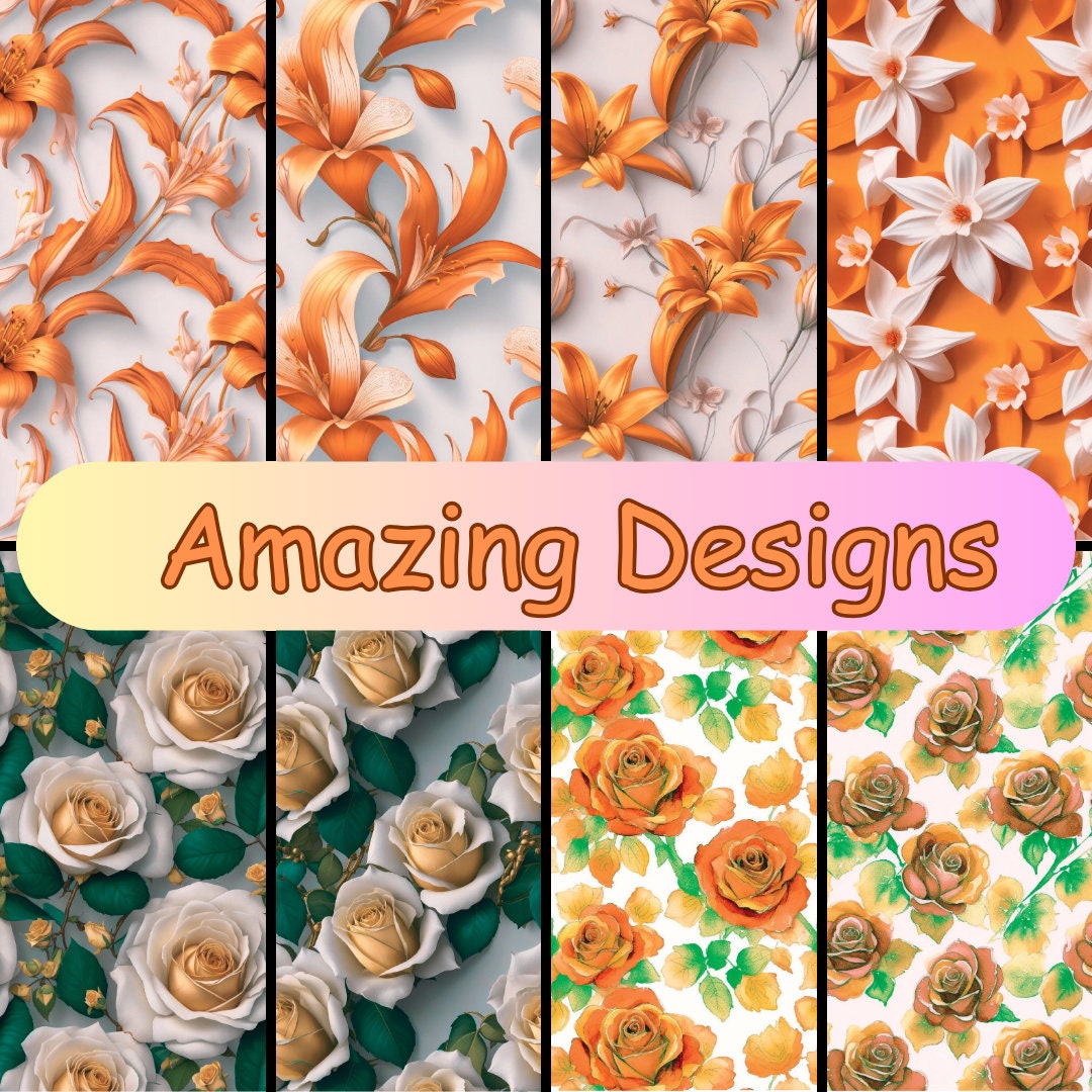 50 Sheets 3D Floral Seamless Pattern Sheets Beautiful Design Pack ...