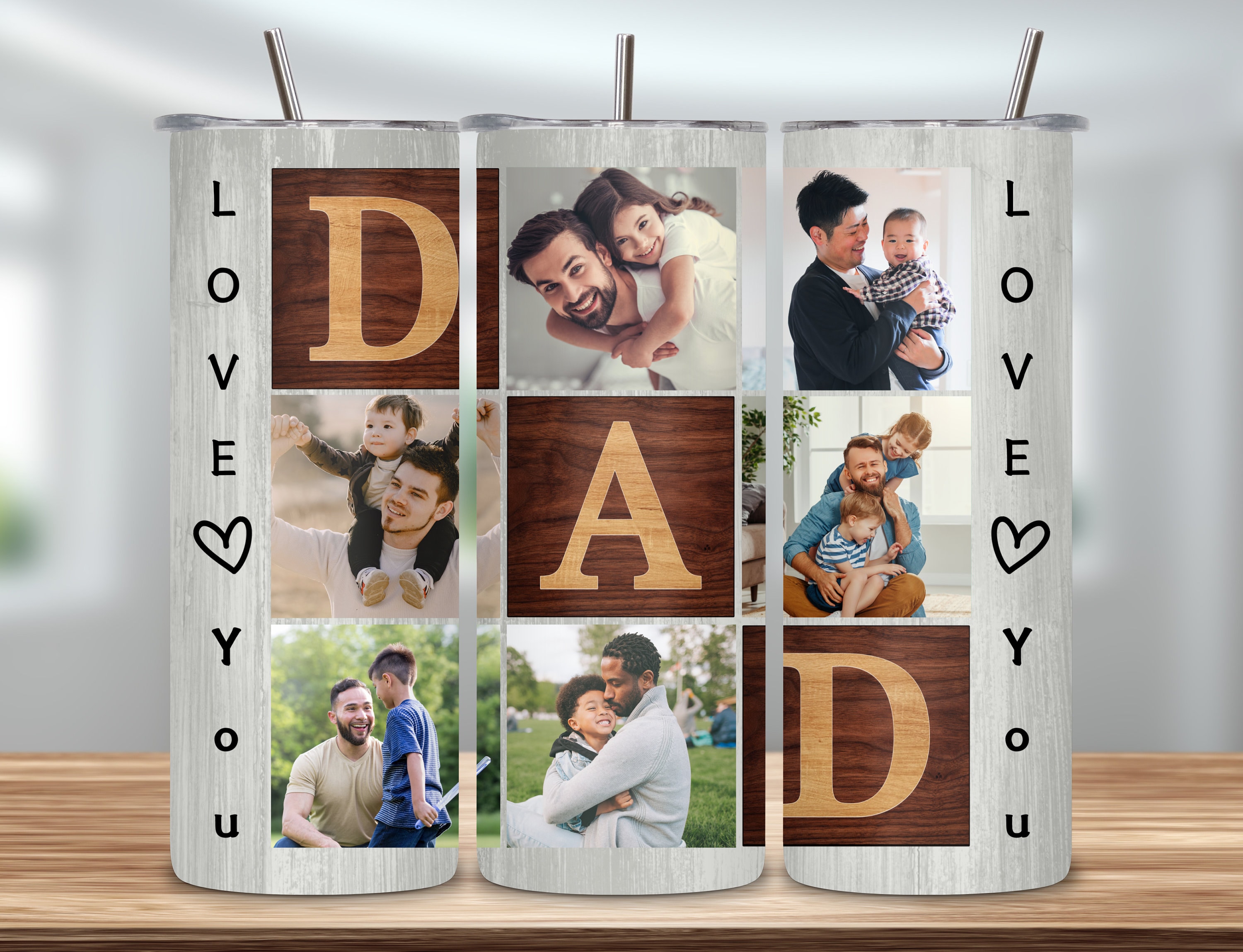 Dad Photo Tumbler, 20 Oz Skinny Tumbler Sublimation Design, Fathers Day ...