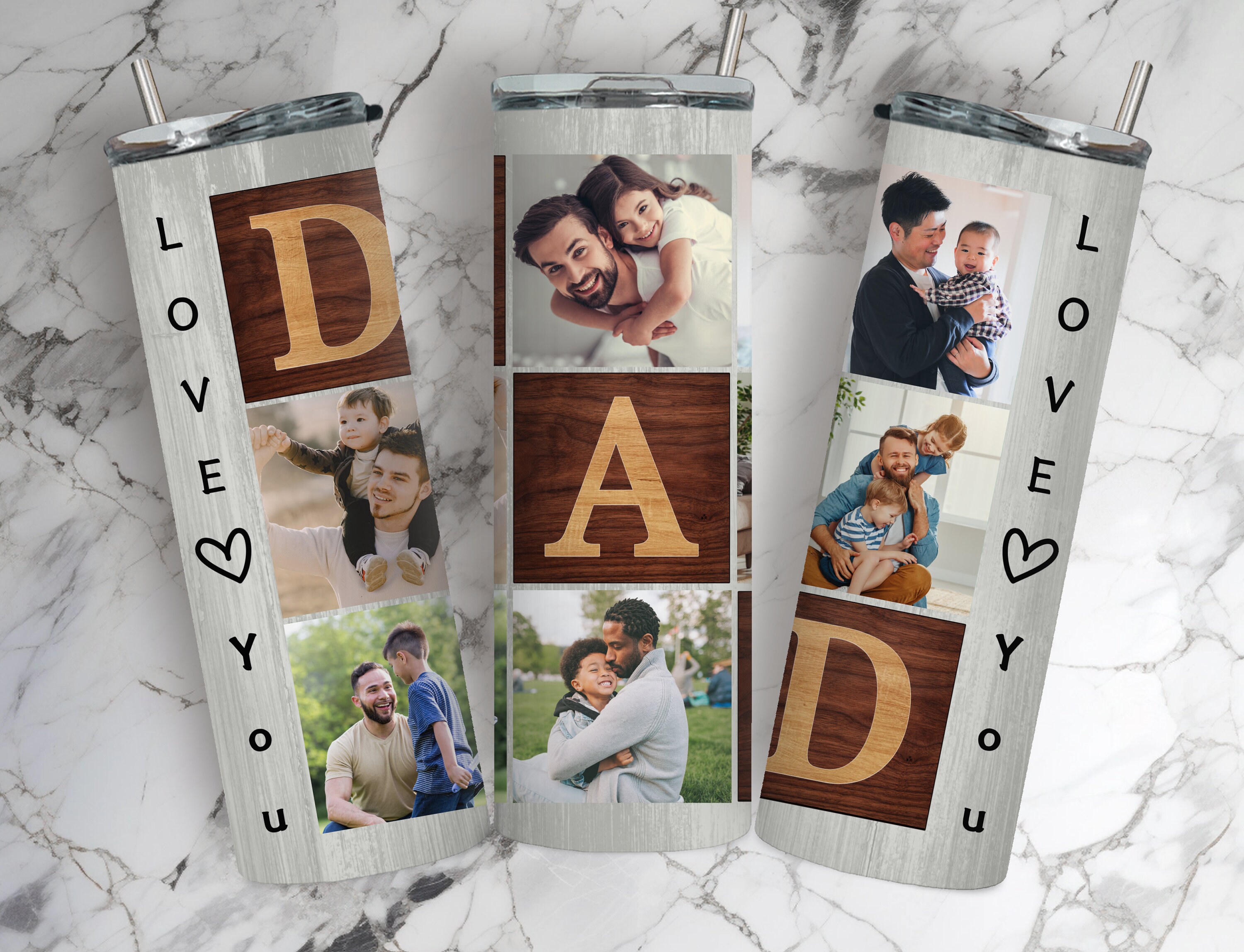 Dad Photo Tumbler, 20 Oz Skinny Tumbler Sublimation Design, Fathers Day ...