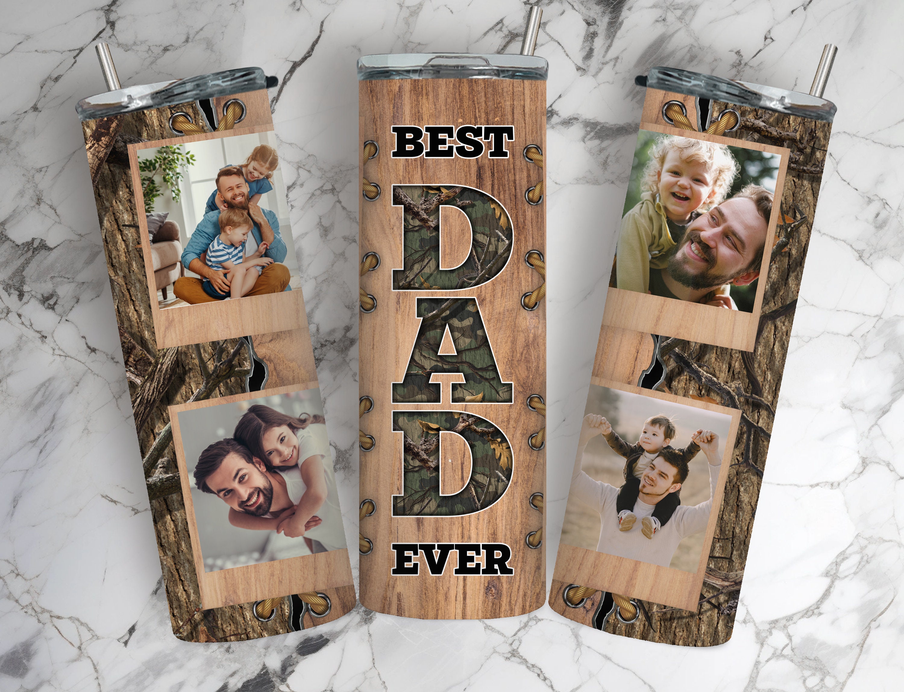Best Dad Tumbler, 20 Oz Skinny Tumbler Sublimation Design, Dad Picture ...