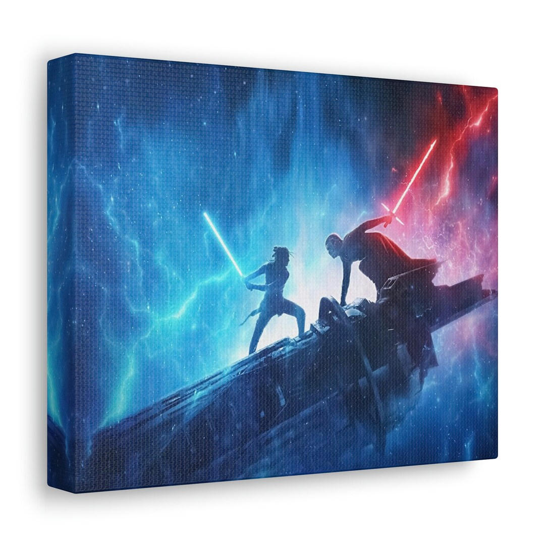 Rey Skywalker & Kylo Ren Fight Scene Canvas Gallery Wraps Star - Etsy