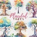 Playful Tree Watercolor Clipart Colorful Quirky Tree Scrapbook Fantasy ...