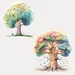 Playful Tree Watercolor Clipart Colorful Quirky Tree Scrapbook Fantasy ...