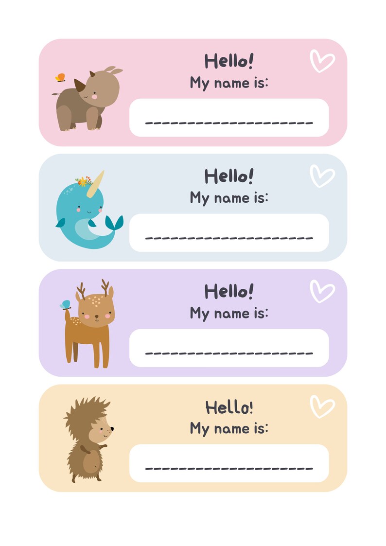 Editable Colorful Name Labels for Kids - Etsy Australia