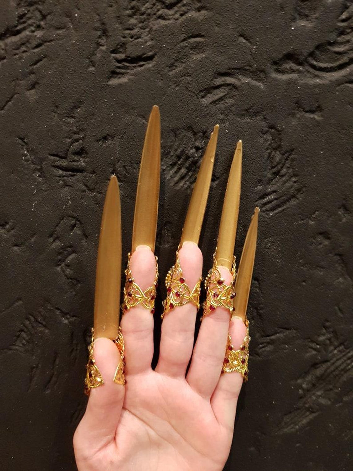 Sparkling Crystal Claw Ring and Metal Nail Covers Combo Fashionable ...