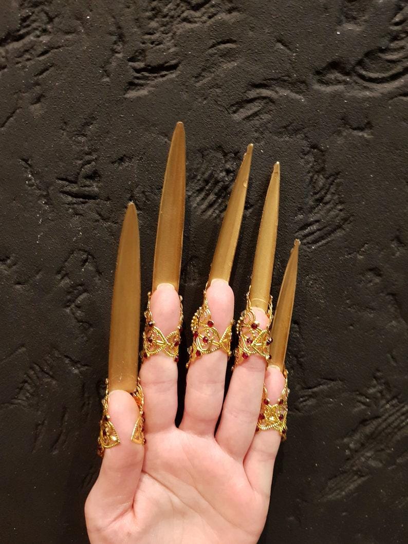 Sparkling Crystal Claw Ring and Metal Nail Covers Combo Fashionable ...