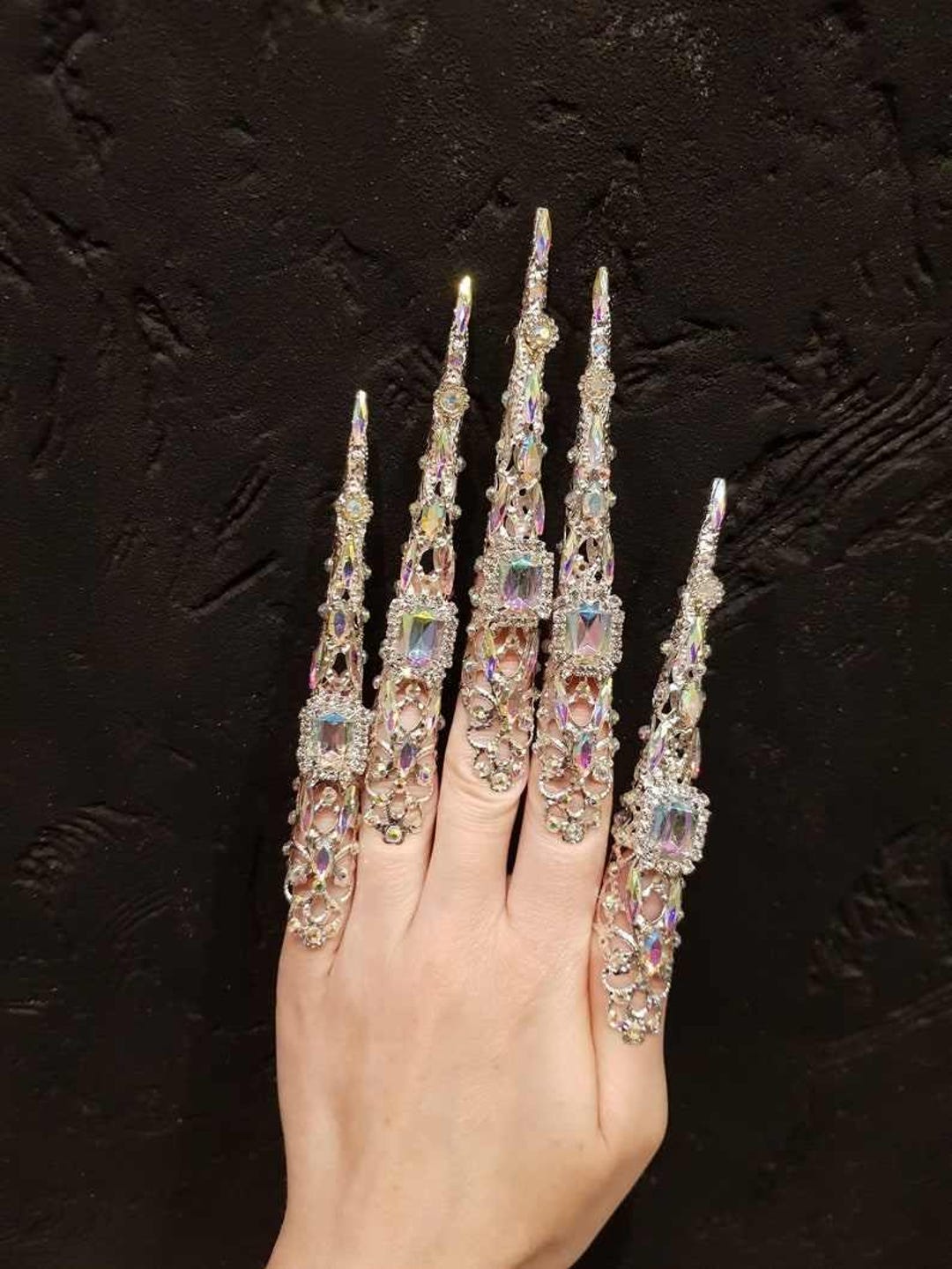 Crystal Claws,silver Crystal Claws,claw Rings,nail Rings,crystal Nail ...