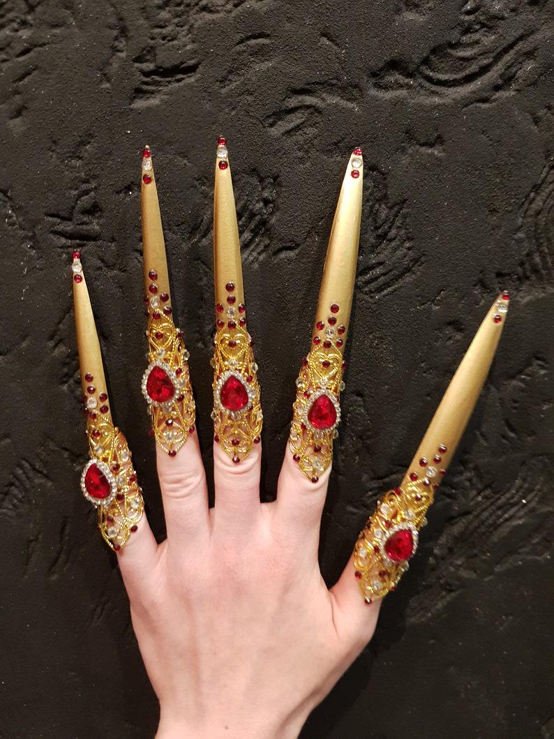 Sparkling Crystal Claw Ring and Metal Nail Covers Combo Fashionable ...