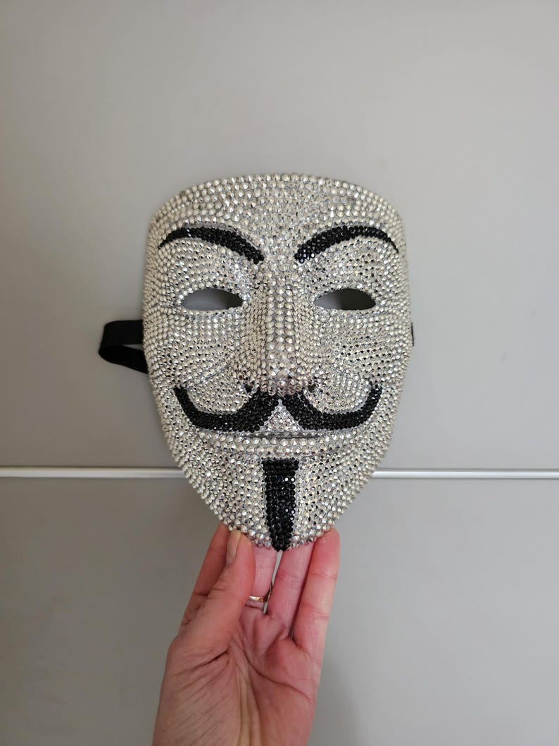 Sparkling V for Vendetta Rhinestone Mask - Perfect for Halloween ...