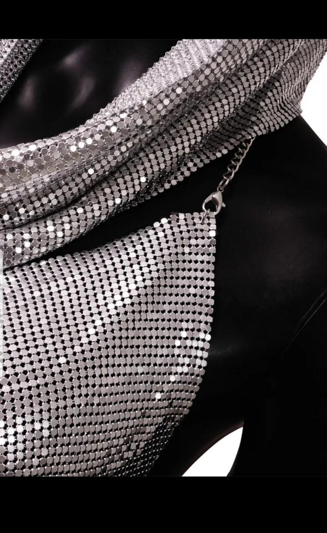 Top Metal Mesh Chainmail Party Outfit Going Out Night Club Sequins Crop ...