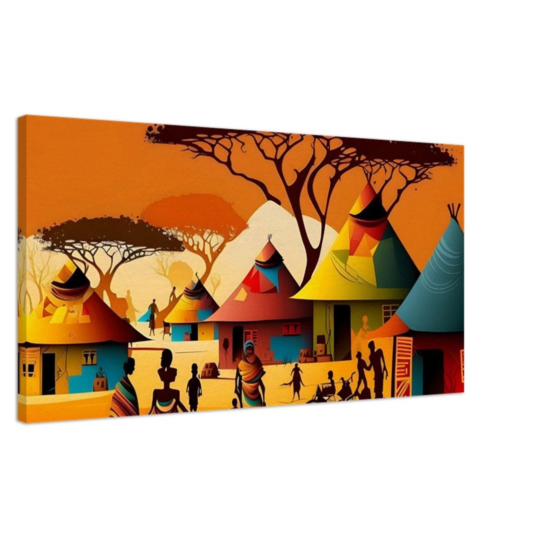 African Village Setting Canvas - Etsy