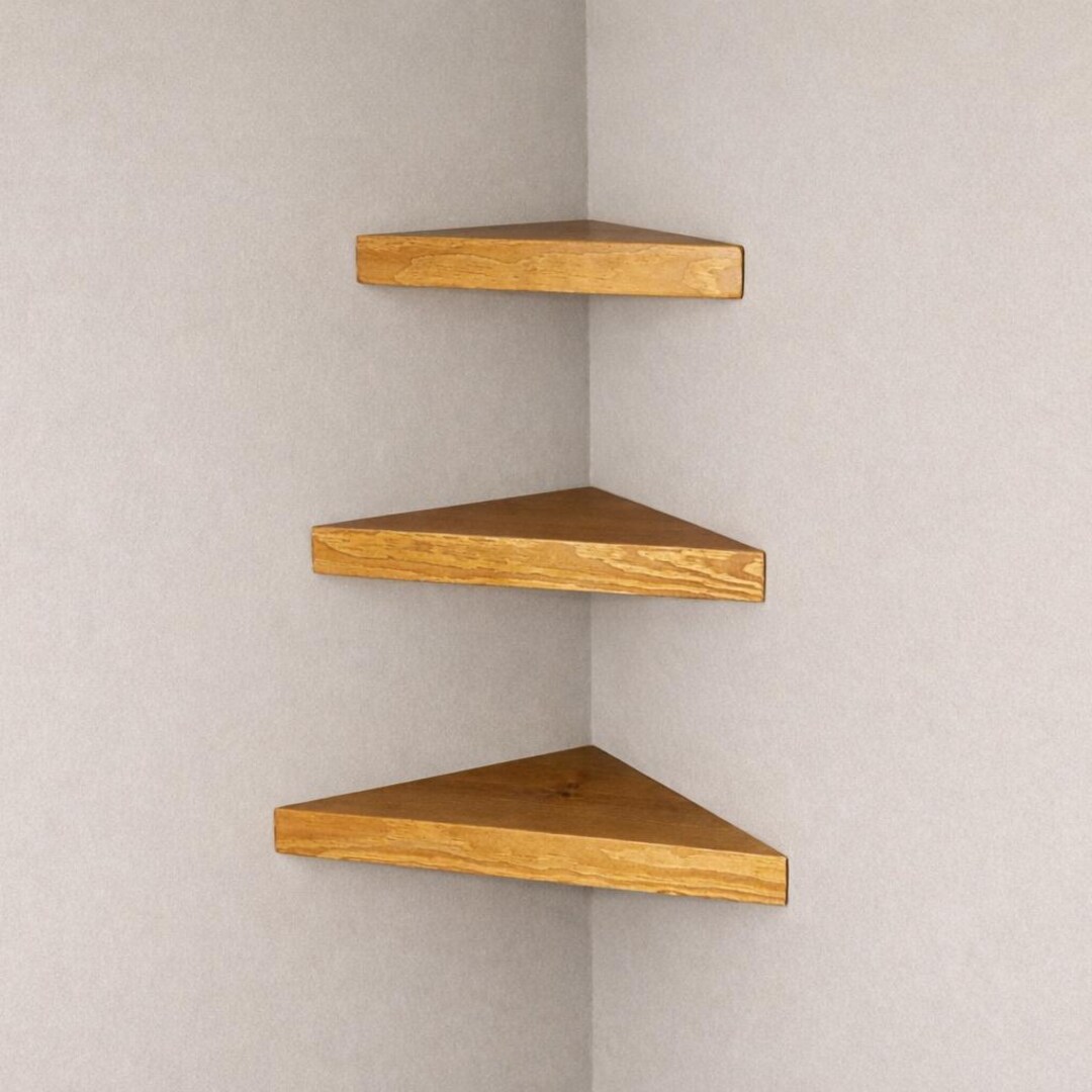 Corner Shelf: Wooden Wall Floating Shelf Handmade Oak Shelf - Etsy