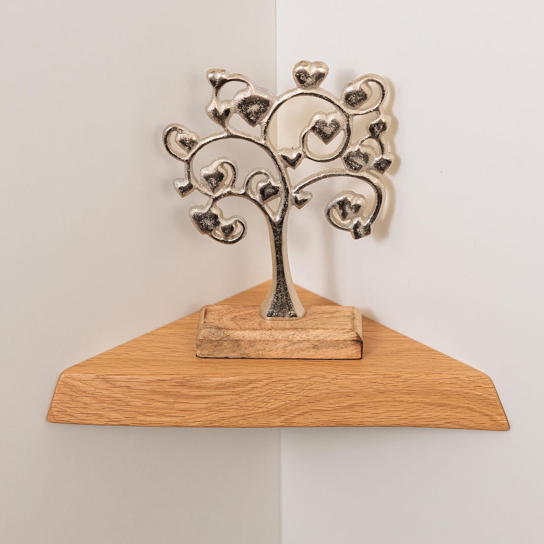 Handcrafted Oak Corner Shelf: Floating Wooden Wall Shelf for Stylish ...
