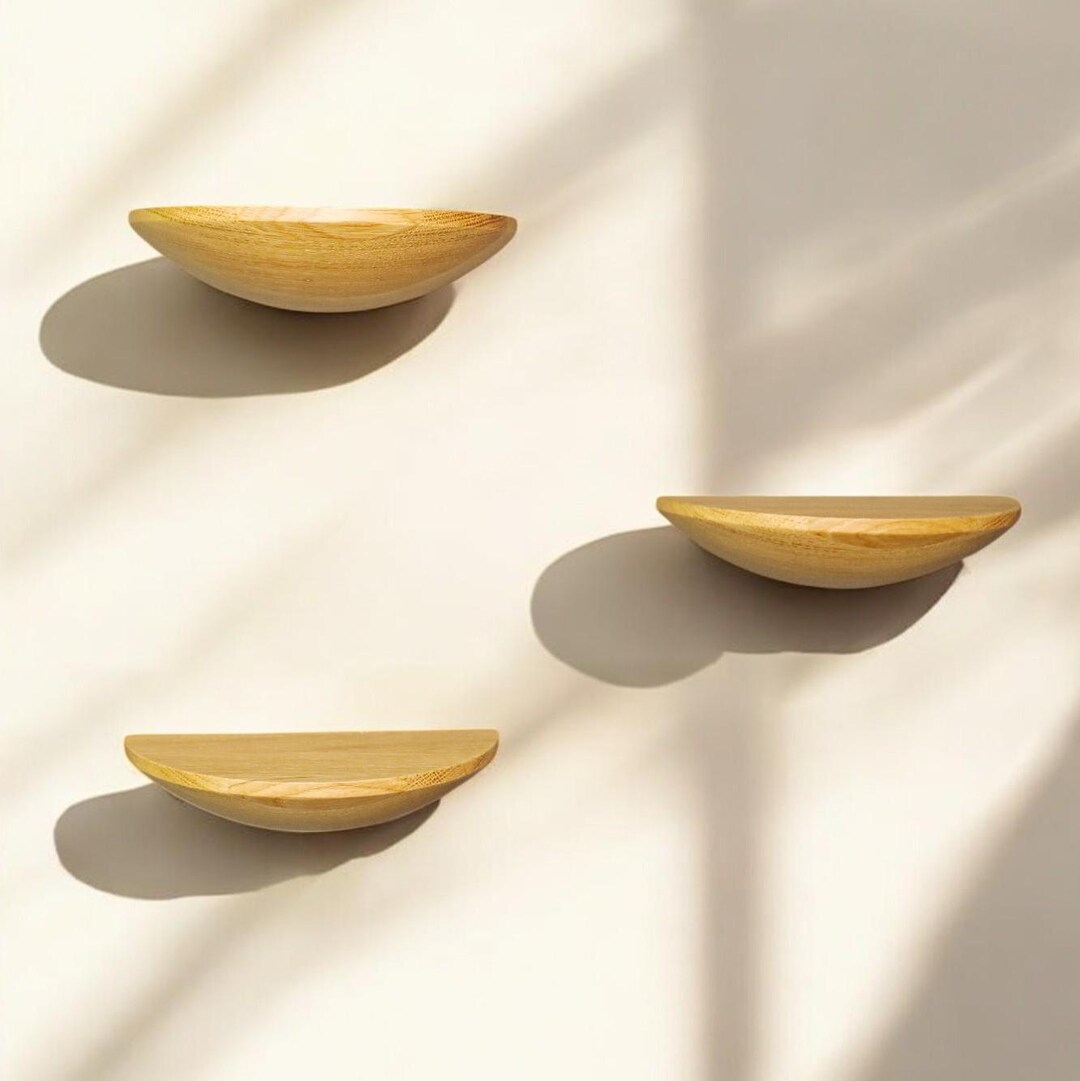 Oak Wood Floating Shelf, Half Circle Shelf, Round Shelving Units, Round ...