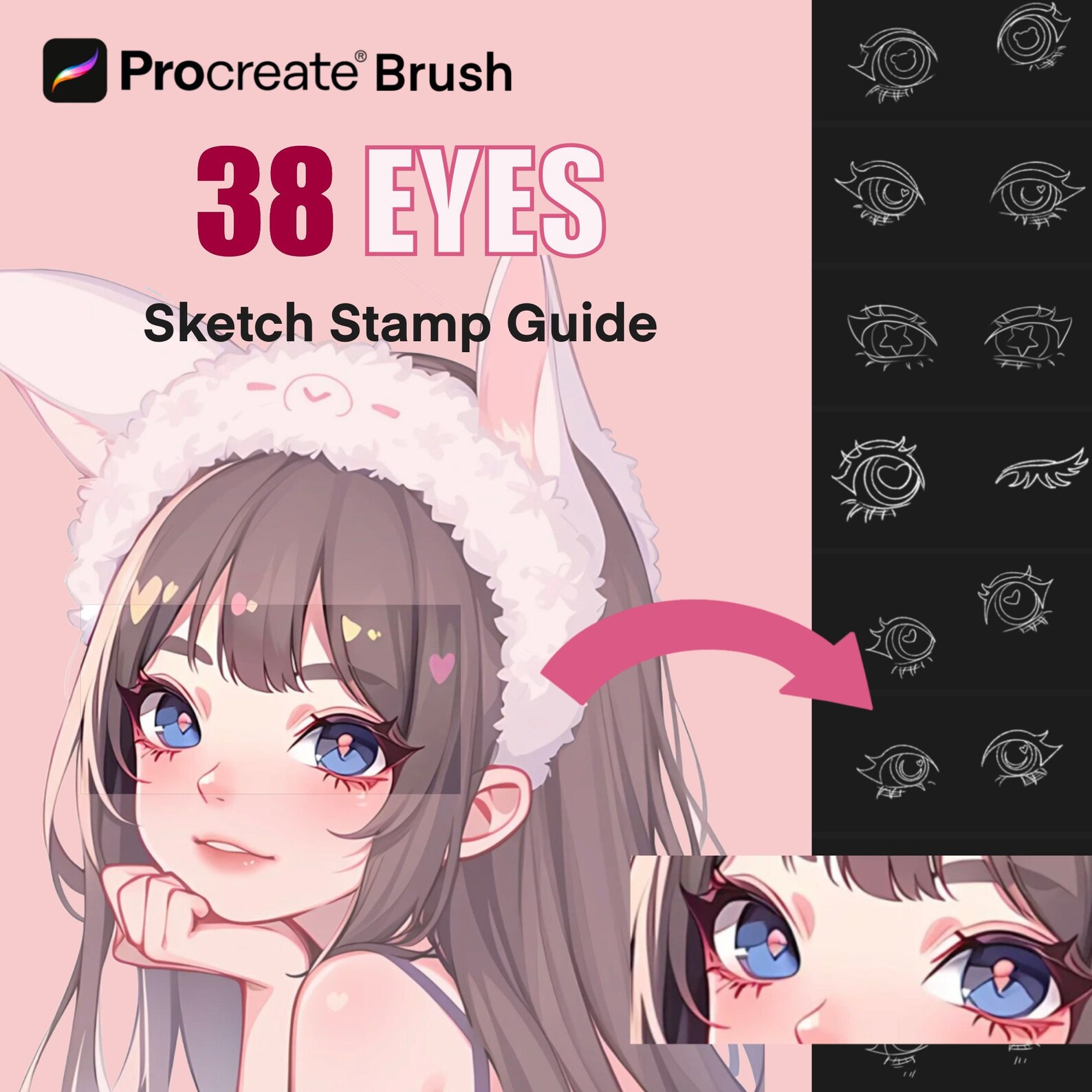 Procreate Eyes Brushes Stamps, Anime Eyes Brush Set for iPad Procreate ...