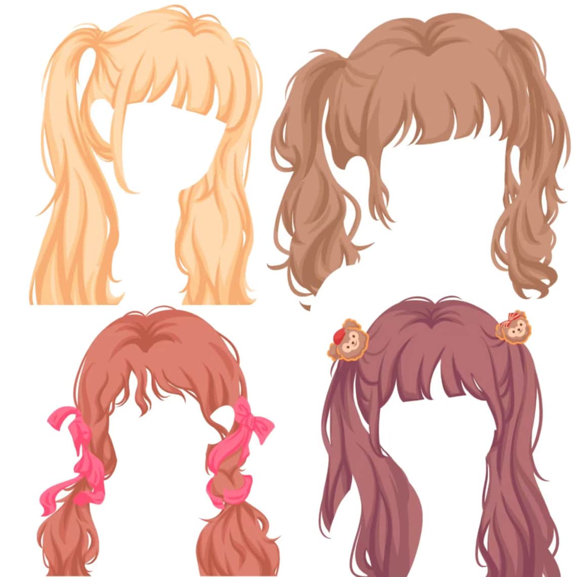 Hair Stamps Procreate Brushes, Chibi Hair Brushes, Hairstyles Stamps ...