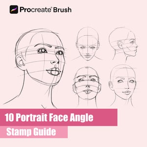 143 Procreate Heads Guide Brushes Stamps | Portrait Sketch Guide Stamps ...