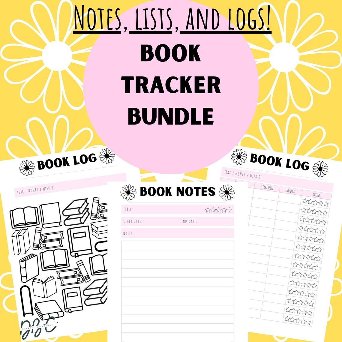 Book Tracker Bundle Daisy Design Printable - Etsy