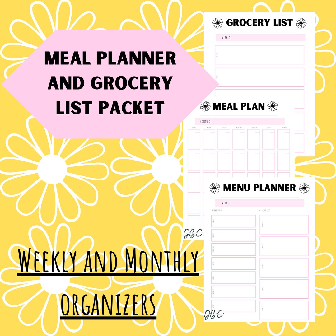 Meal Plan Packet Daisy Design - Etsy