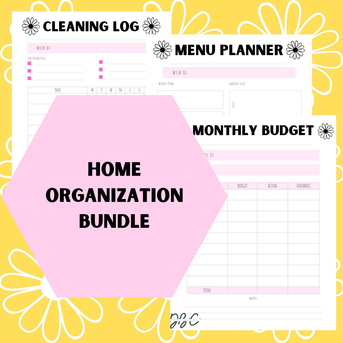 Home Organization Bundle Daisy Design - Etsy