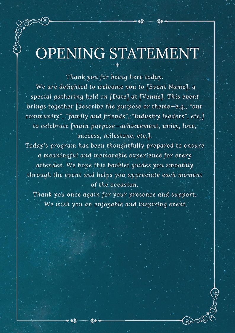 Elegant Ceremony Program Template – Editable Event Booklet - Etsy