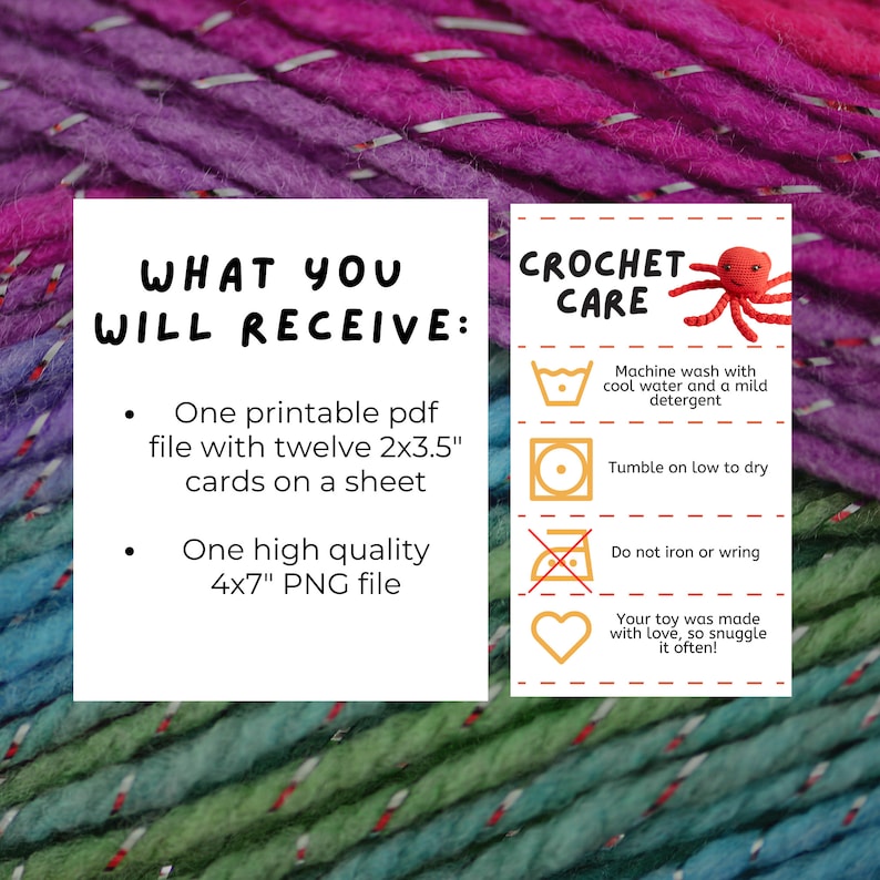 Crochet Plushie Care Card, Amigurumi Label, Printable Crochet Gift Tag ...