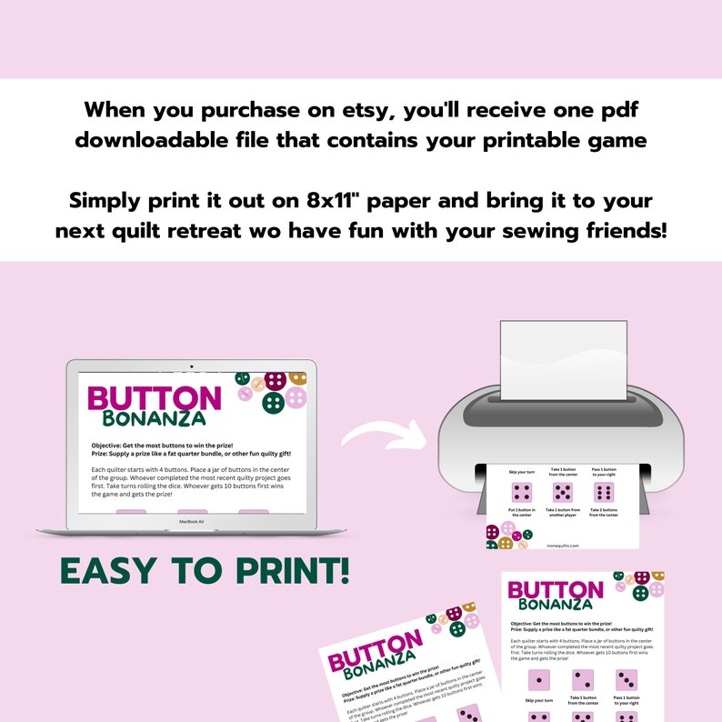 Button Bonanza Quilting Dice Game: Quilt Retreat Printable (PDF) - Etsy
