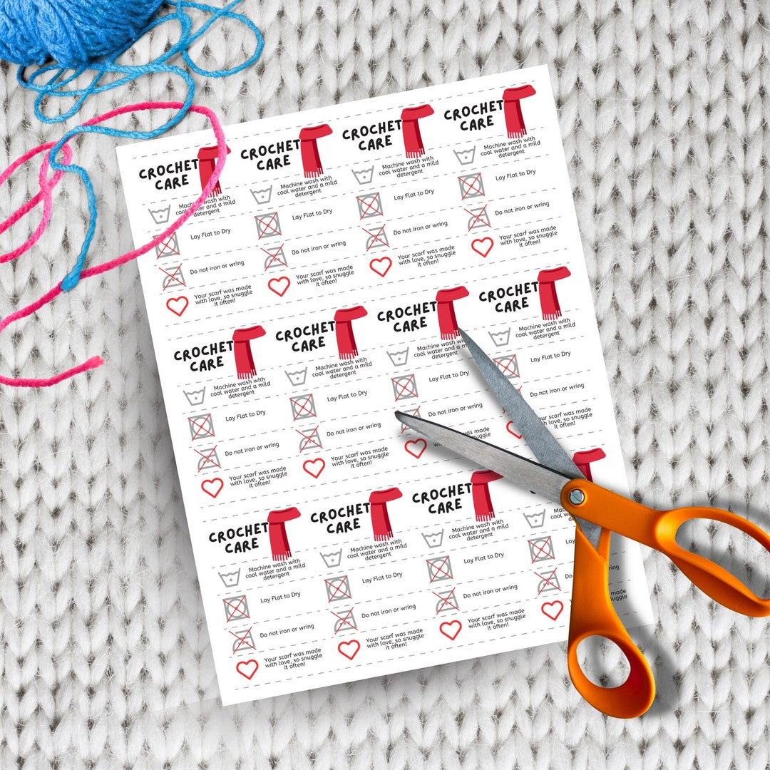 Crochet Care Card, Printable Care Label, Yarn Washing Instructions ...