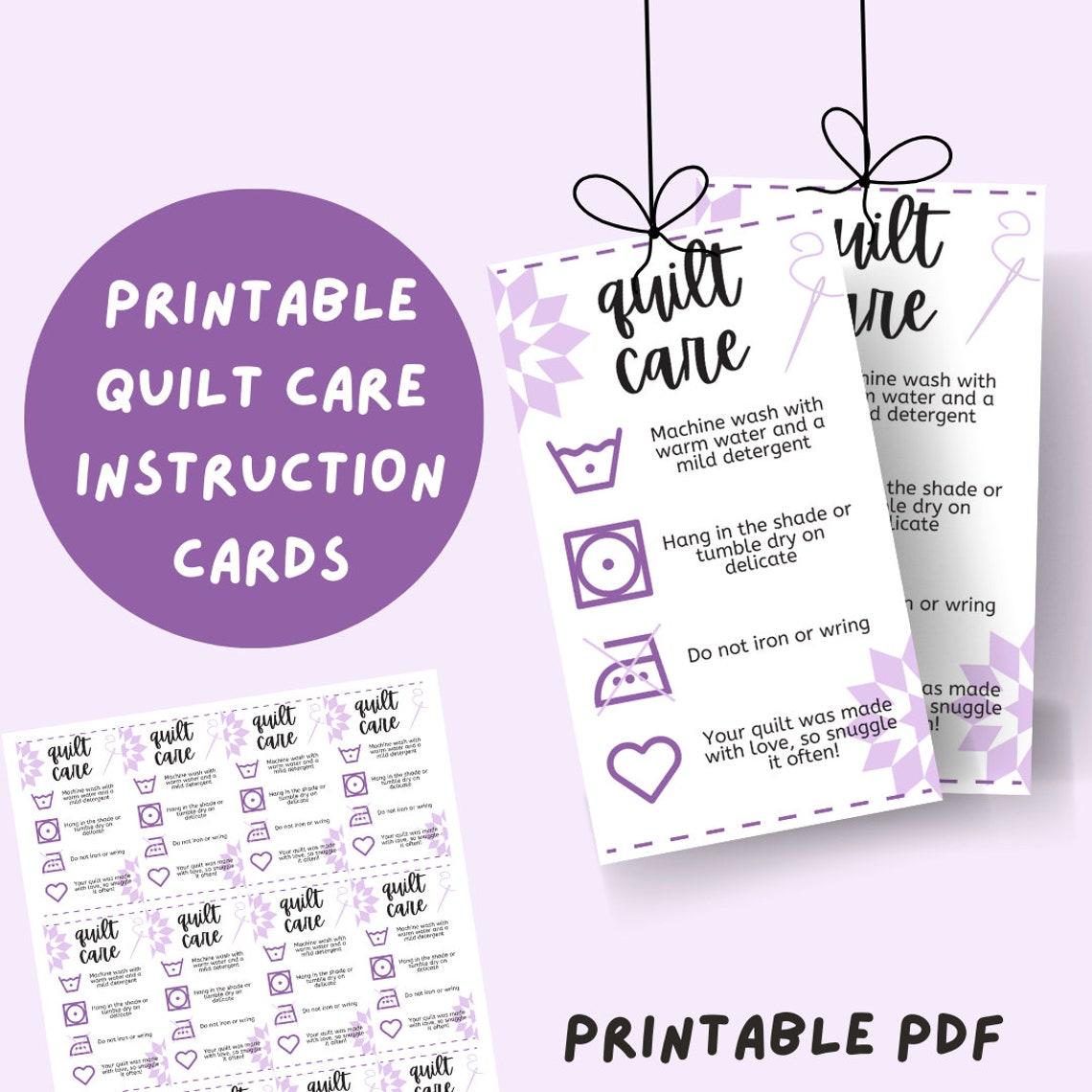 Quilt Care Instructions, Handmade Care Card, Quilt Retreat Gift, Quilt ...