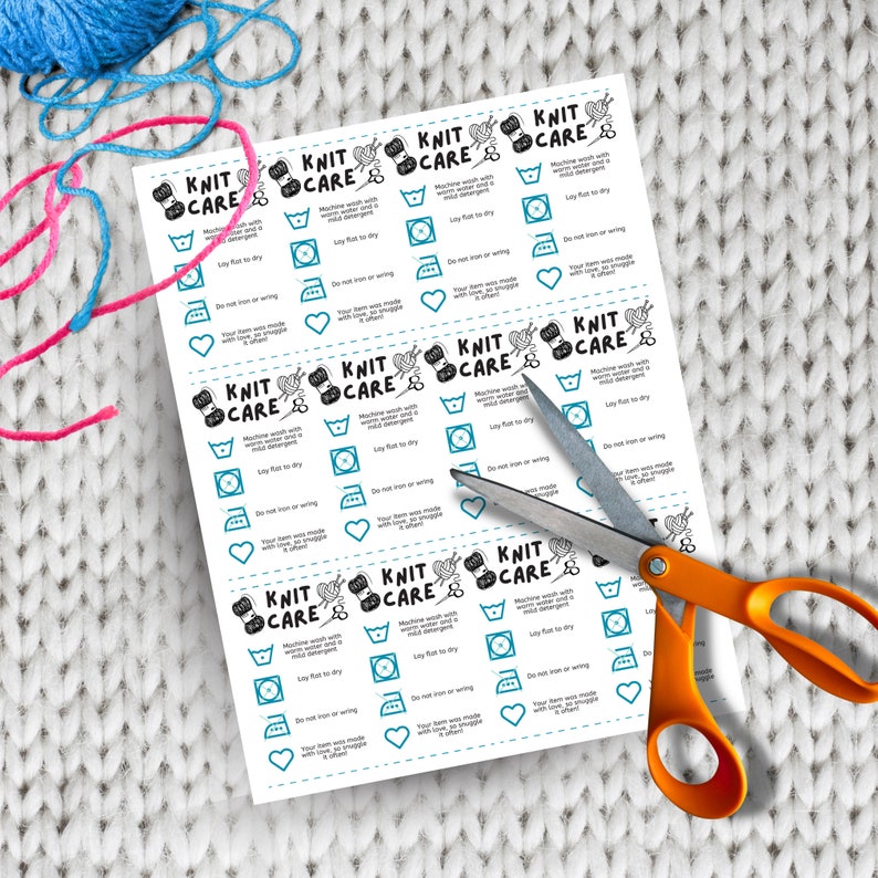 Knit Care Card, Printable Care Instructions, Instant Download, Knitting ...