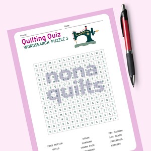 Quilting Word Search Puzzle: Fun Sewing Game (PDF Printable) - Etsy