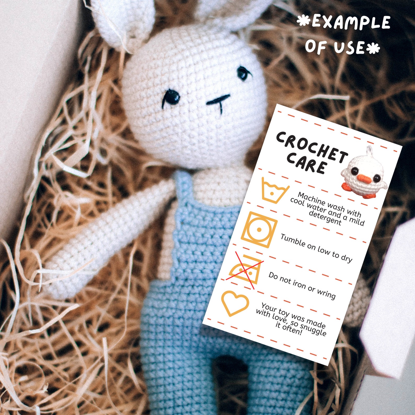 Amigurumi Care Card, Printable Crochet Label, Yarn Washing Instructions ...