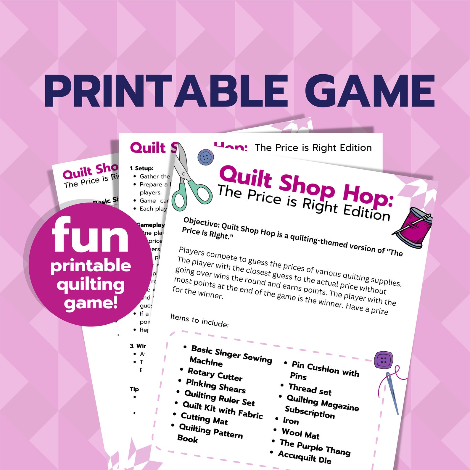 Quilting Price Guessing Game: Quilt Retreat Activity (digital Download ...