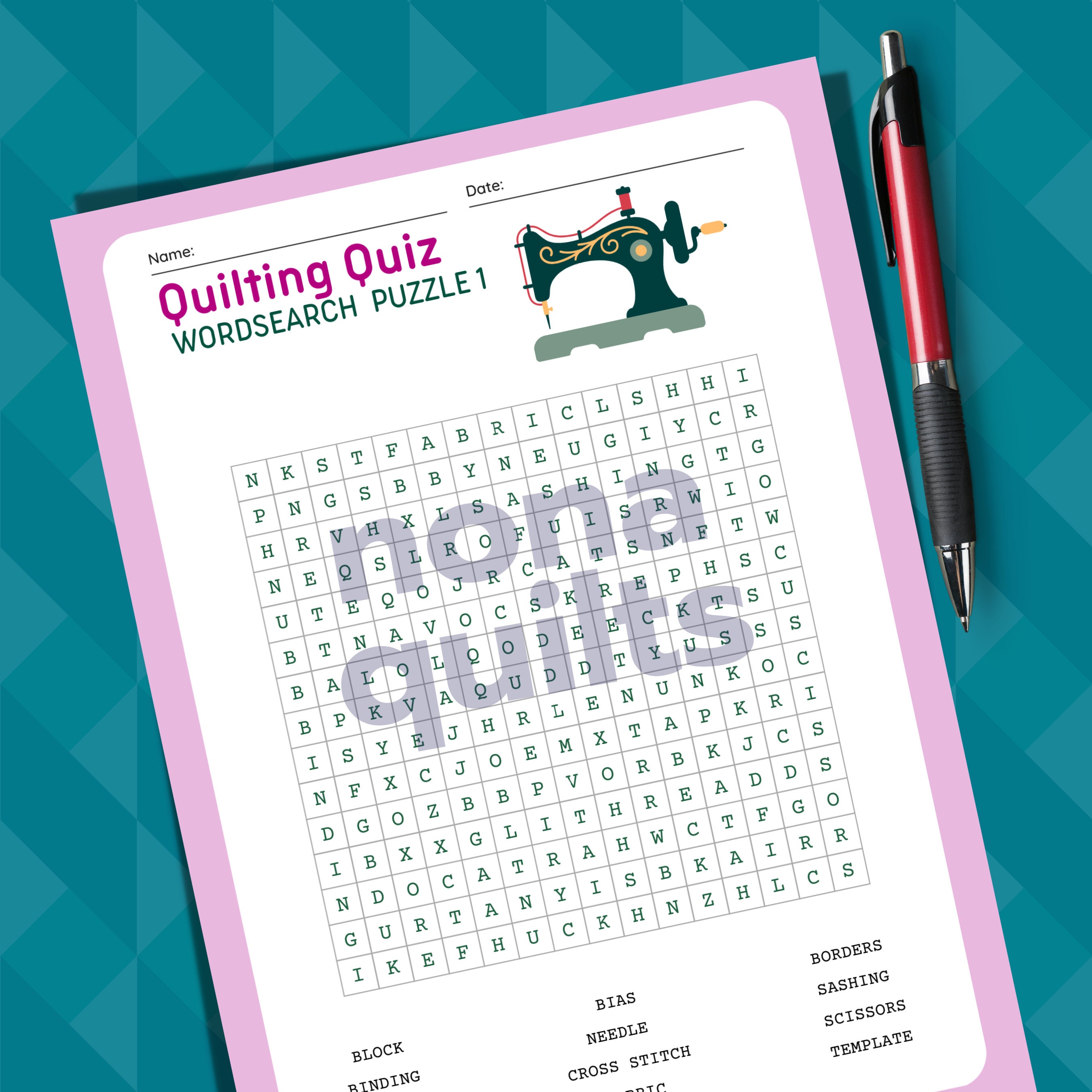 Quilting Word Search Puzzle: Fun Sewing Game (digital Download) - Etsy