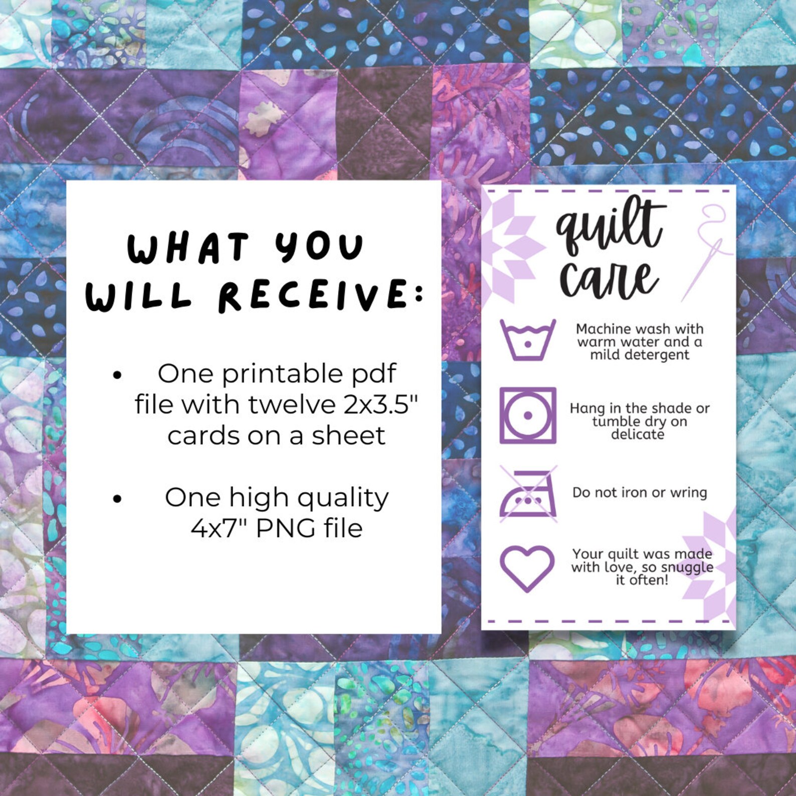 Quilt Care Instructions, Handmade Care Card, Quilt Retreat Gift, Quilt ...