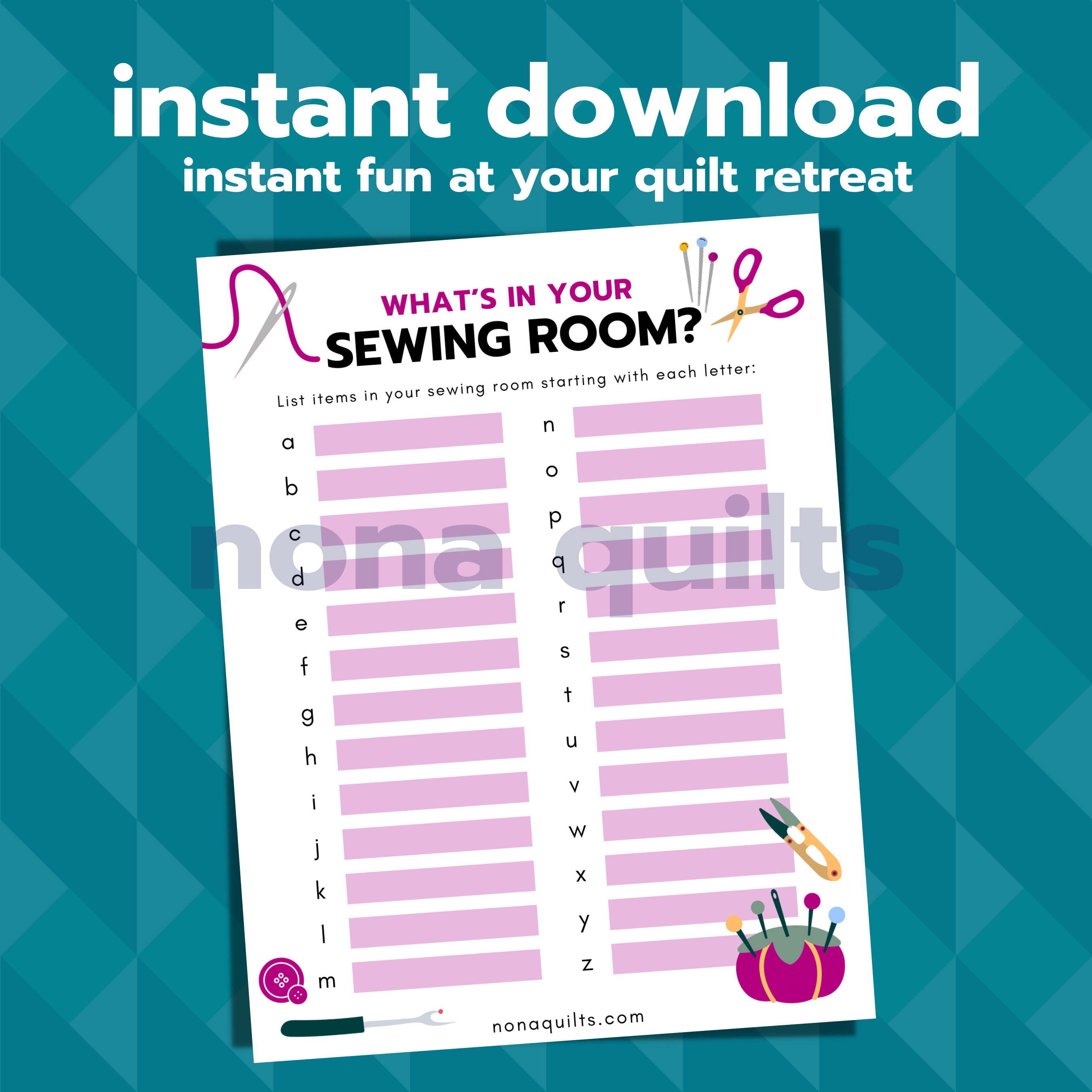Printable Sewing Game, What's in Your Sewing Room, Quilting Printable ...