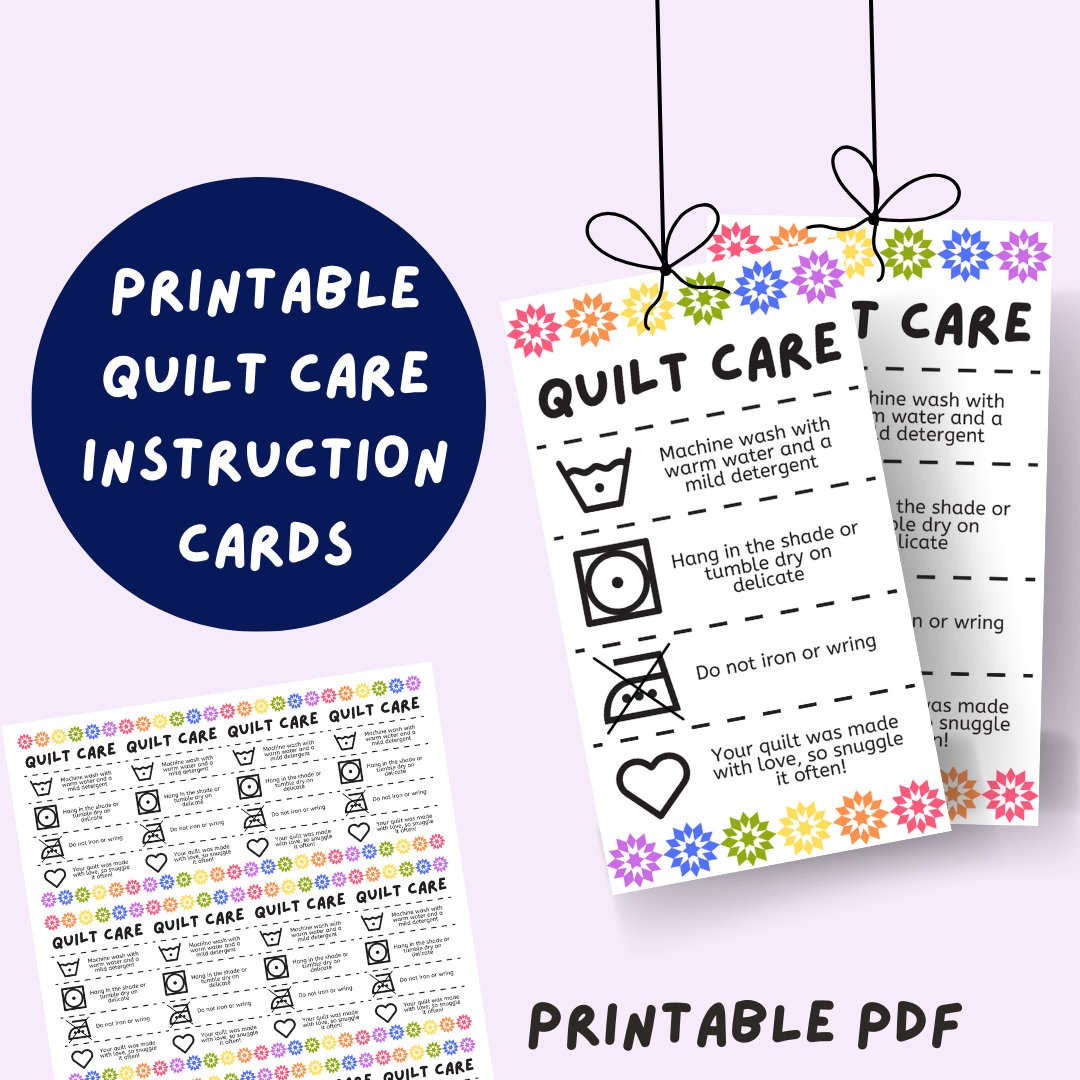 Quilt Care Card: Printable Laundry Instructions (PDF) - Etsy