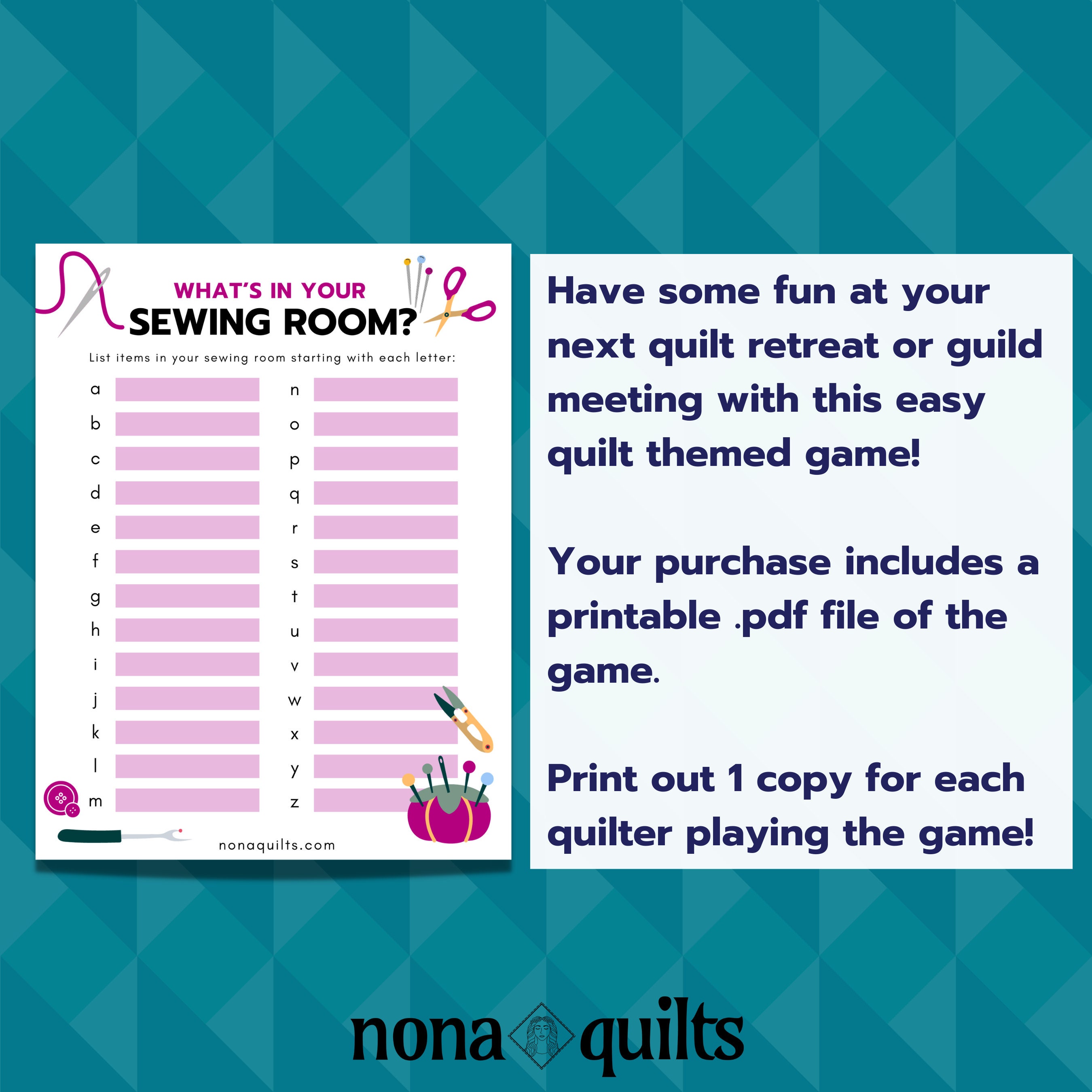 Printable Sewing Game, What's in Your Sewing Room, Quilting Printable ...