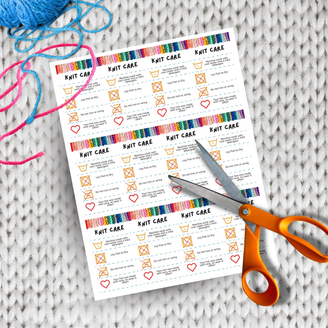 Rainbow Knit Care Card, Printable Care Label, Yarn Washing Instructions ...